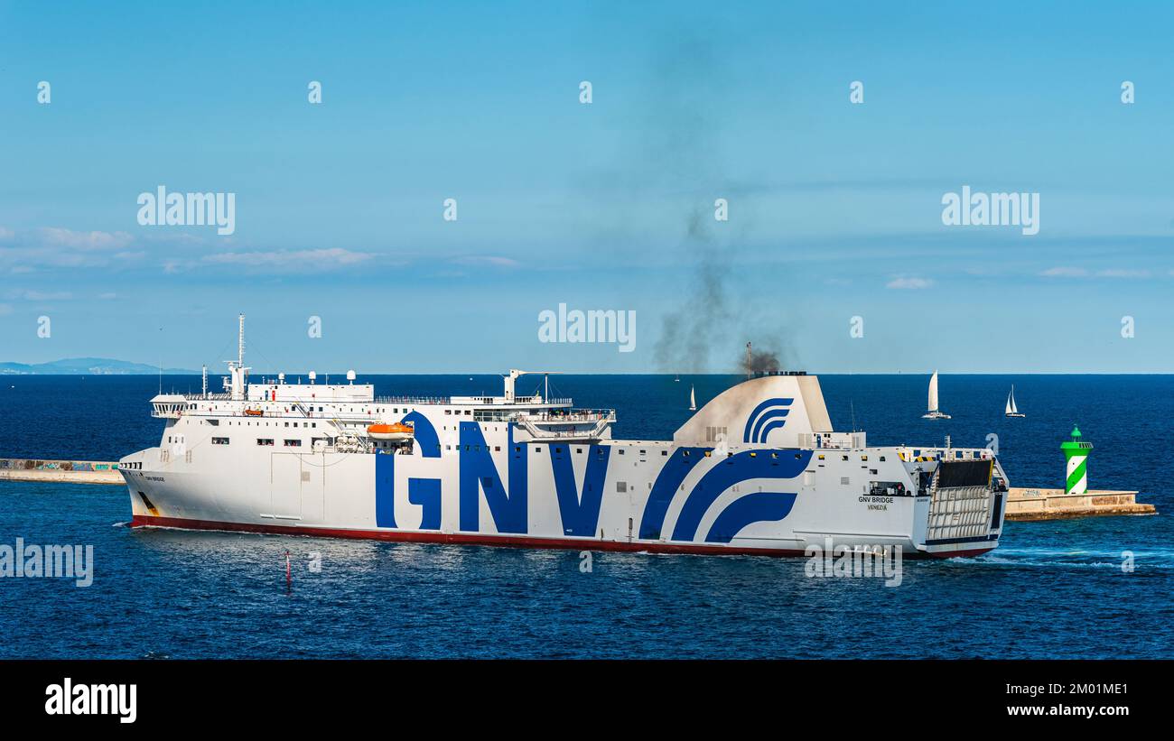 GNV Ferry in Port of Barcelona, Spain, Europe Stock Photo - Alamy