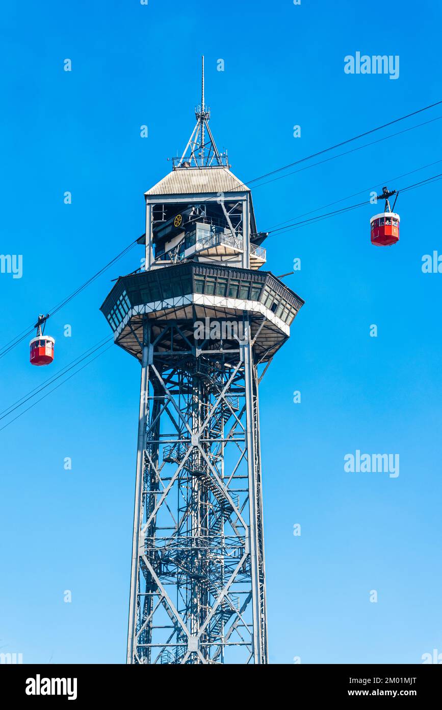 Port Cable Car - Jaume I Tower, Barcelona, Spain, Europe Stock Photo ...