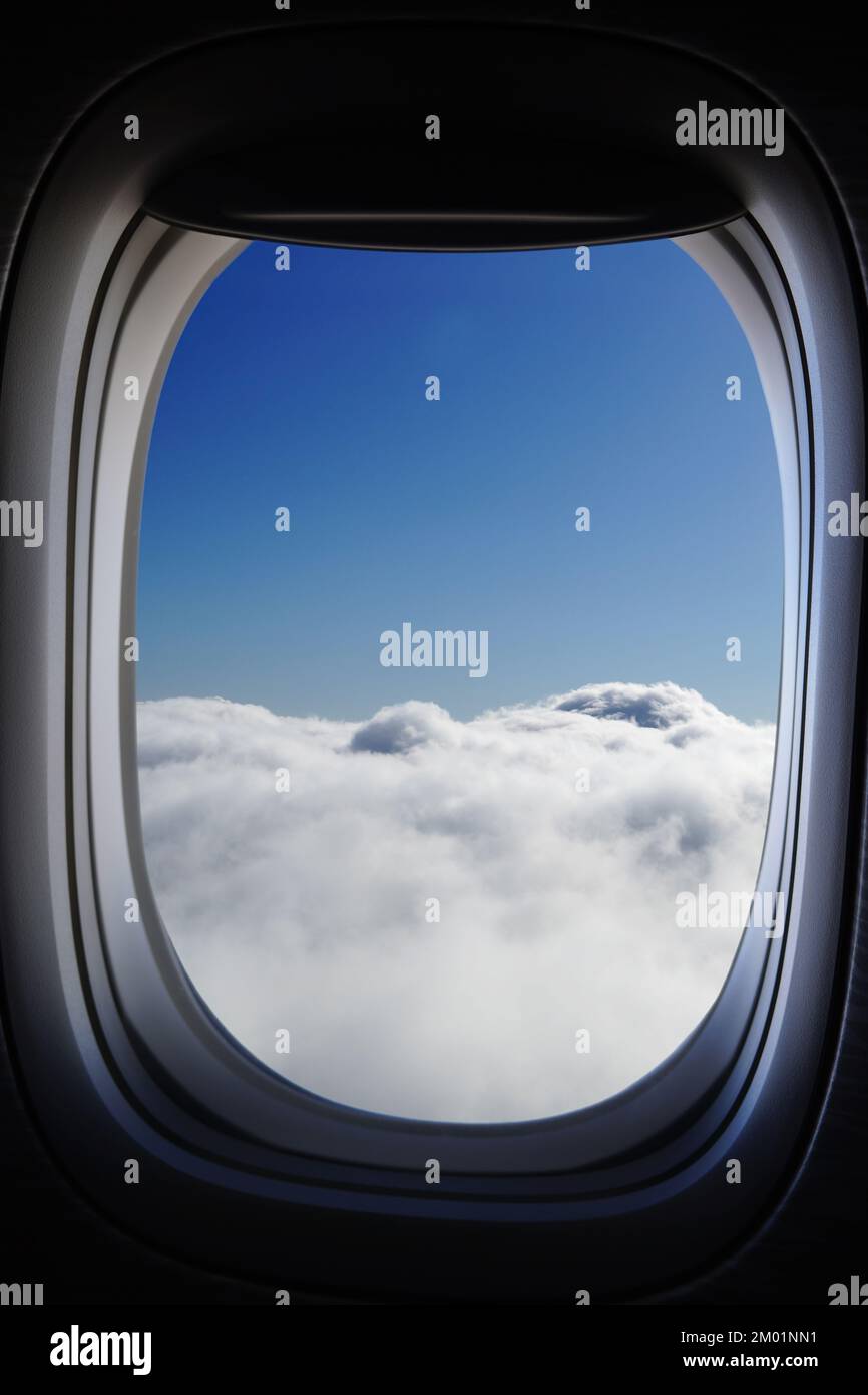aerial view of blue sky with clouds from window of jet flight Stock ...