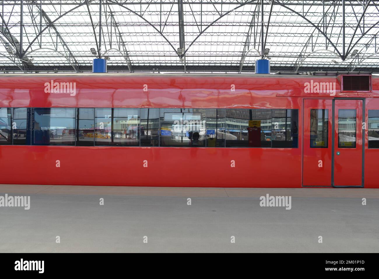 Red train in Sheremetyevo International Airport Stock Photo - Alamy