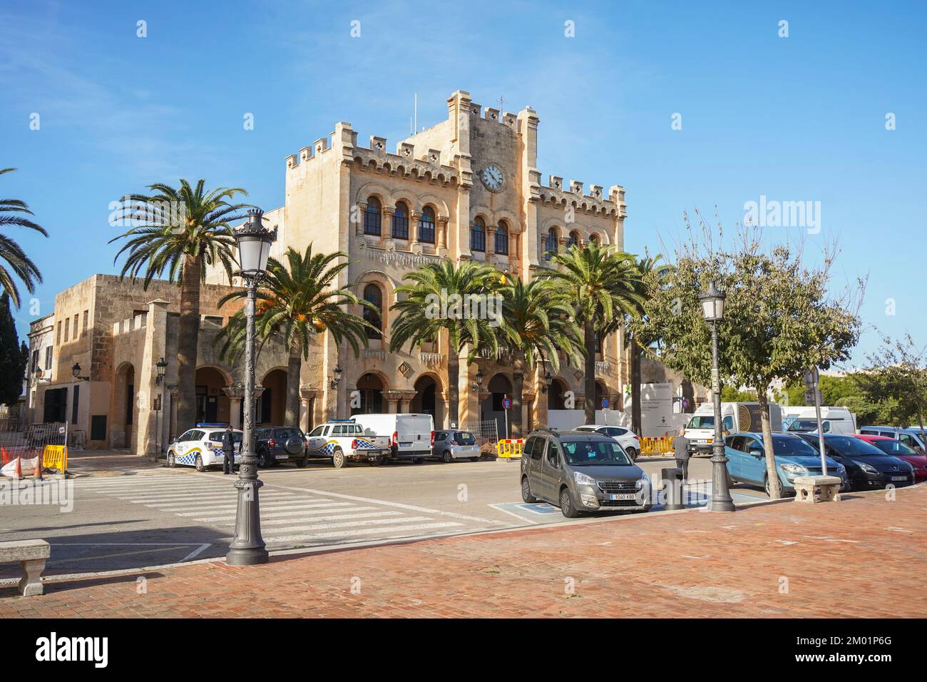 Town hall in the spanish town of Ciutadella, Menorca, Balearic islands ...
