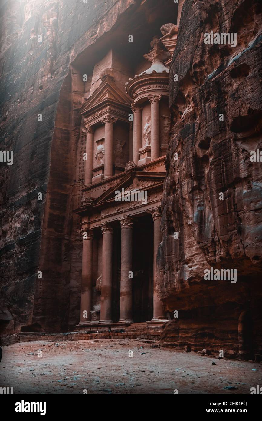 The treasury (Al Khazna) the most famous facade in Petra Jordan Stock ...