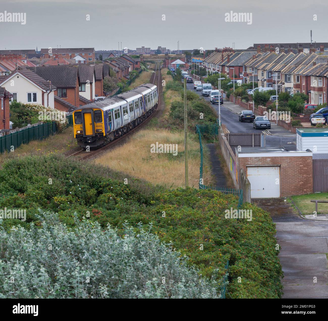 Northern Rail class 150 sprinter train on the single track south Fylde ...