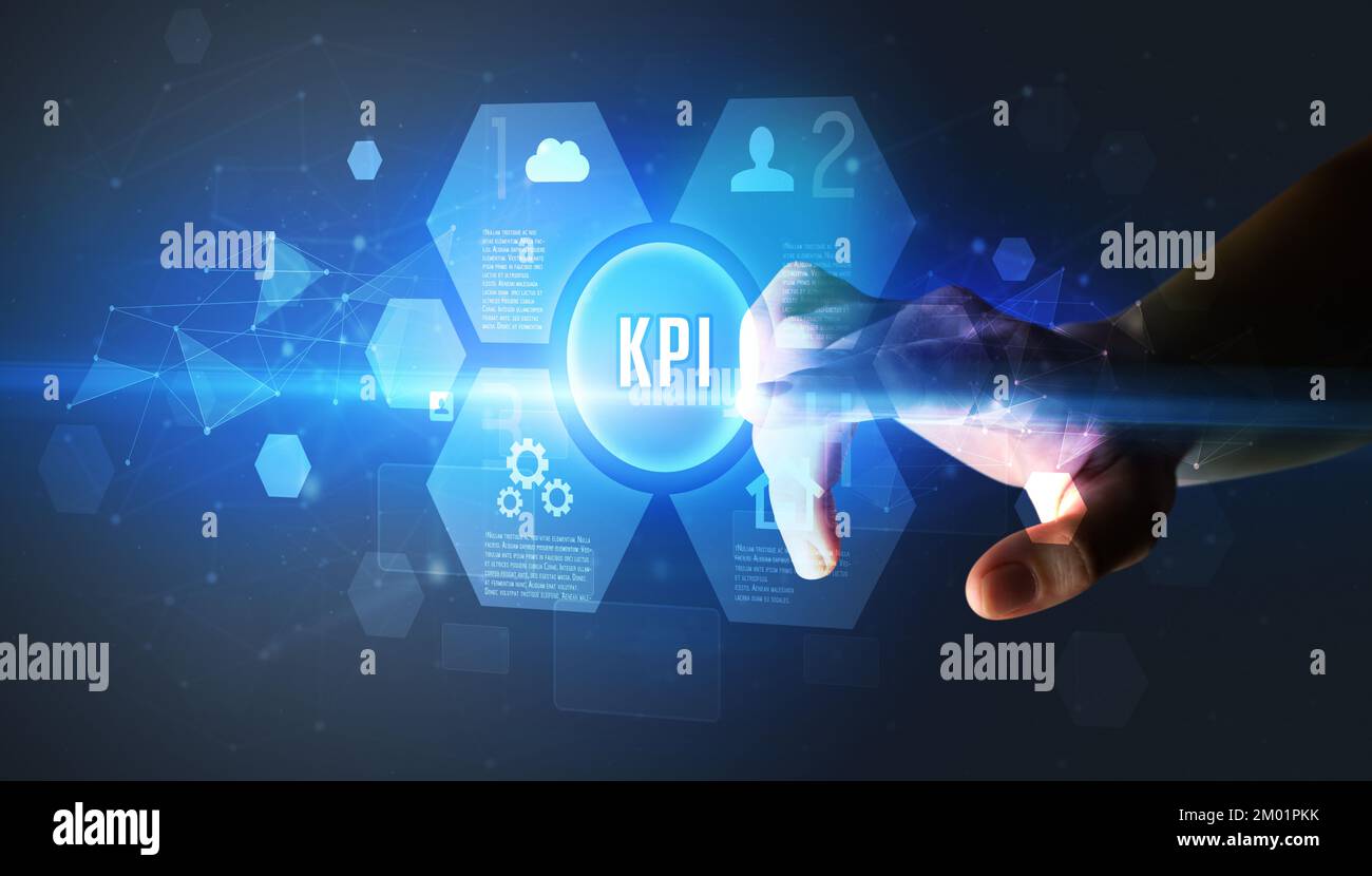 Hand touching digital button concept Stock Photo - Alamy