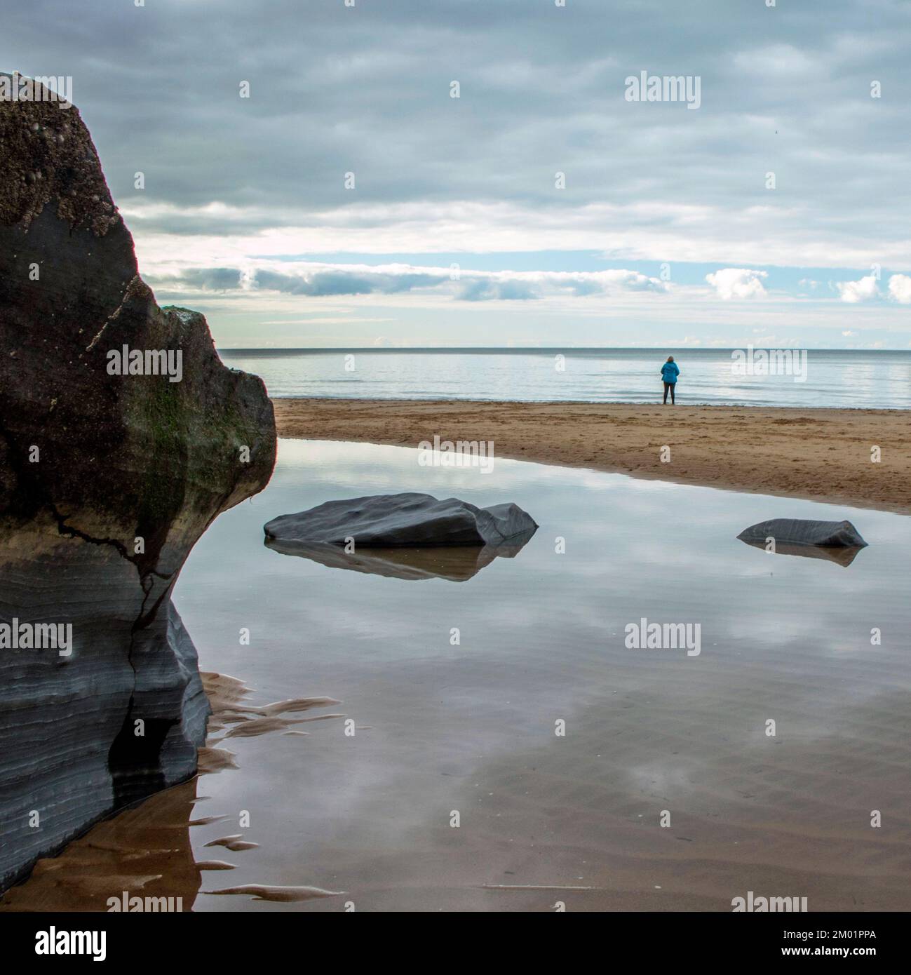 Colour photograph of coastal stones on beach smoothed and rounded by ...