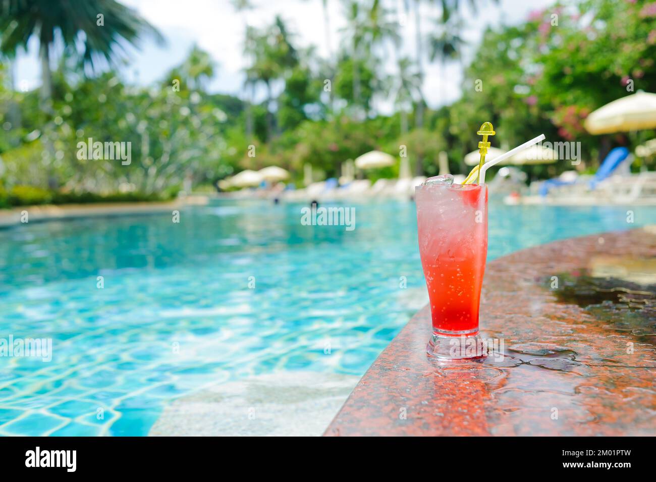 cool refreshing coctail near swimming pool on vacation Stock Photo - Alamy