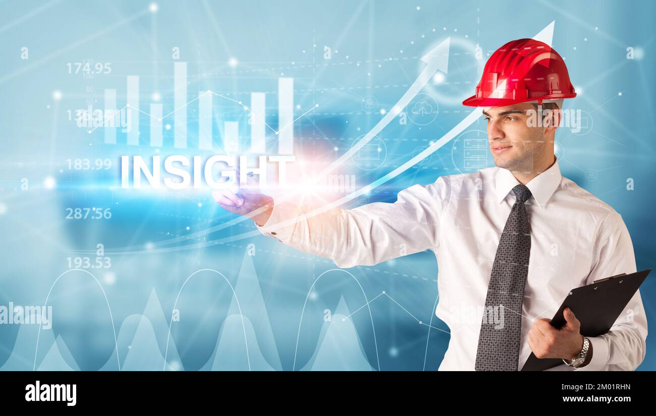 Young Businessman with helmet concept Stock Photo - Alamy