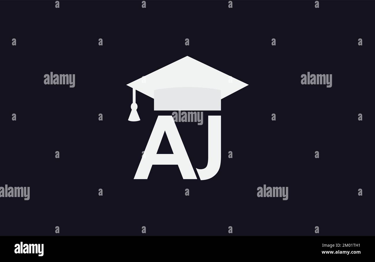 Educational cap monogram and graduation cap symbol hi-res stock ...