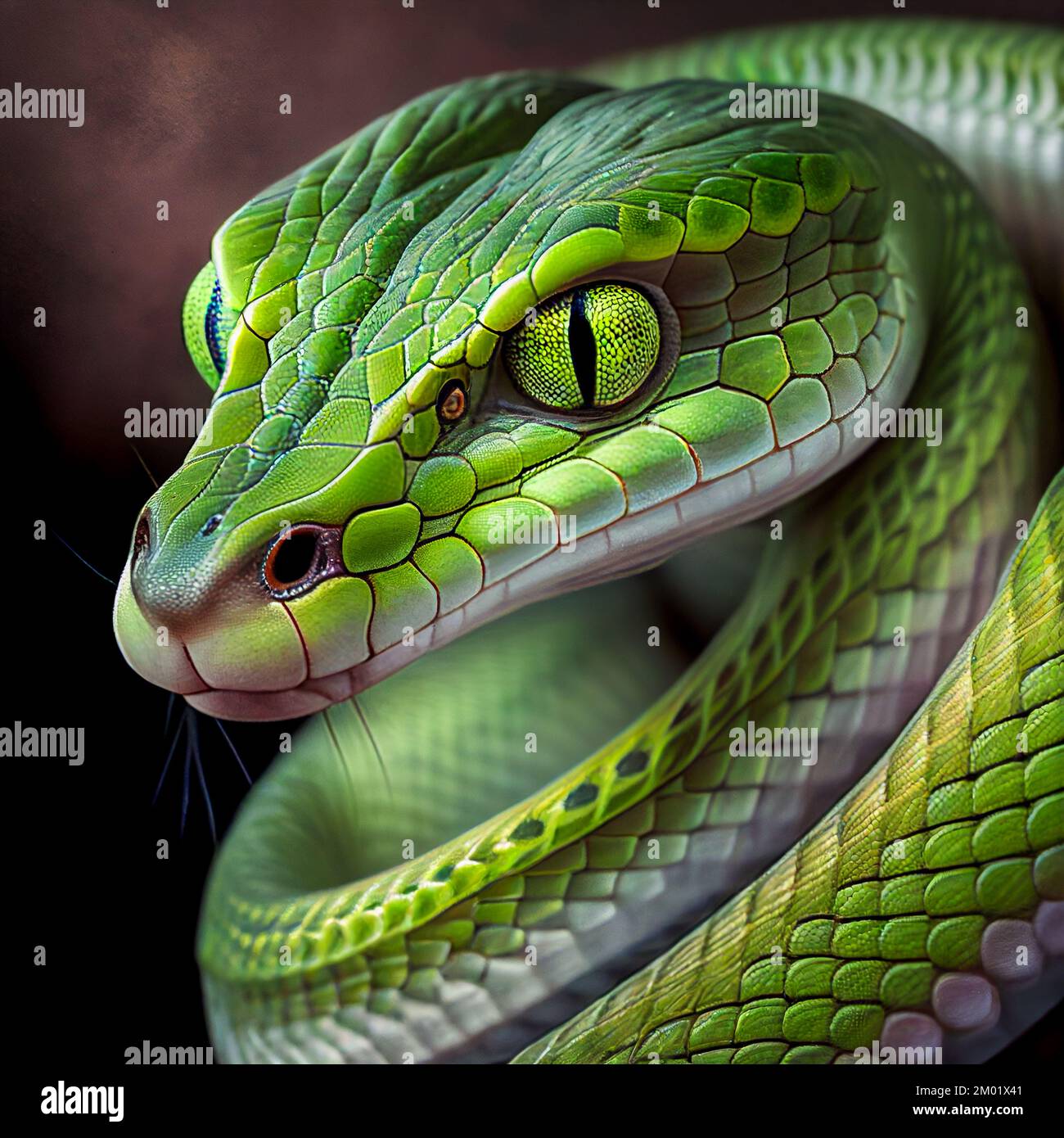Portrait of a Green Snake Illustration Stock Photo - Alamy