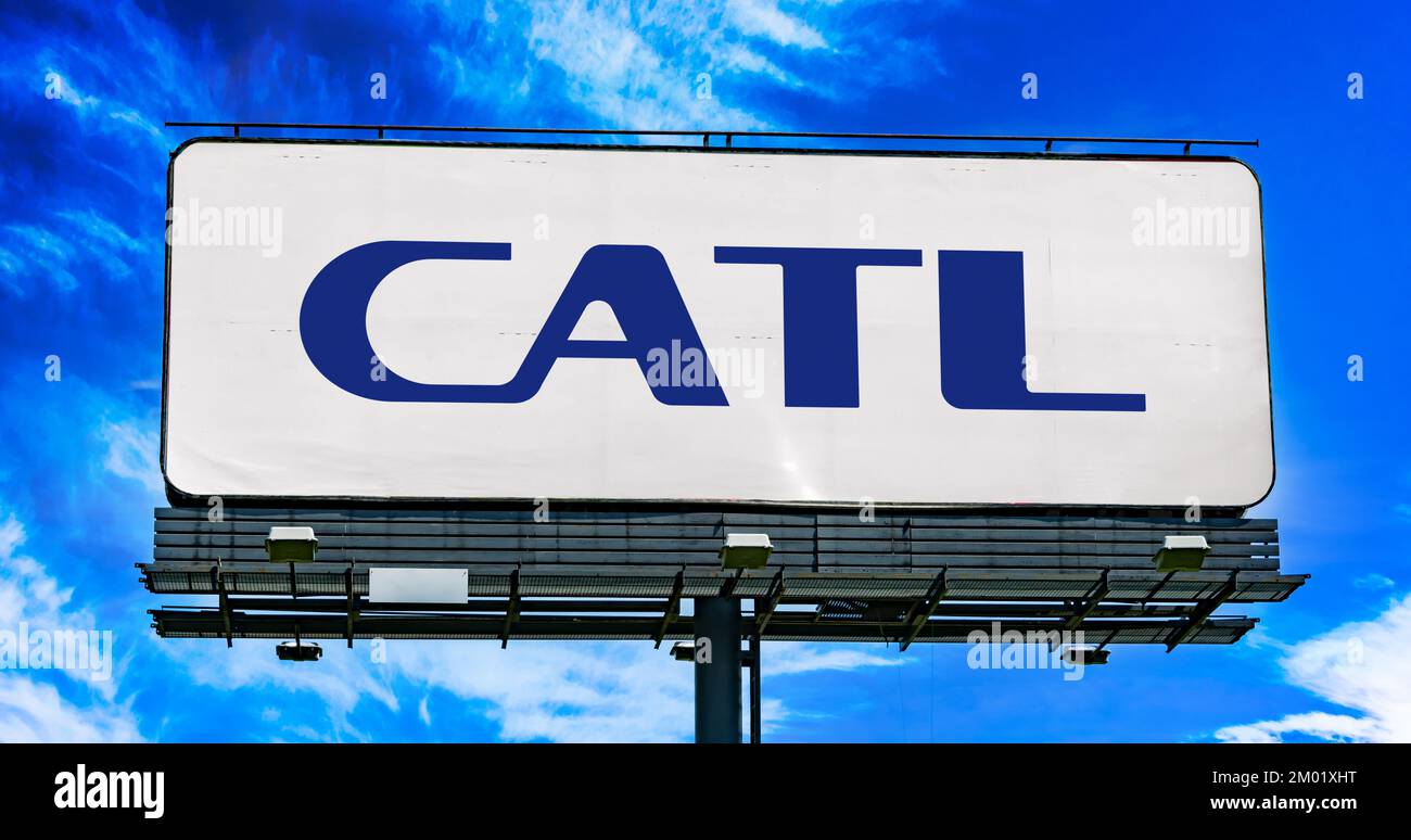 POZNAN, POL - JUL 20, 2022: Advertisement billboard displaying logo of ...