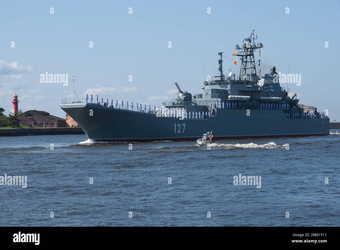 Ropucha-class landing ship Minsk participates in the dress rehearsal of ...