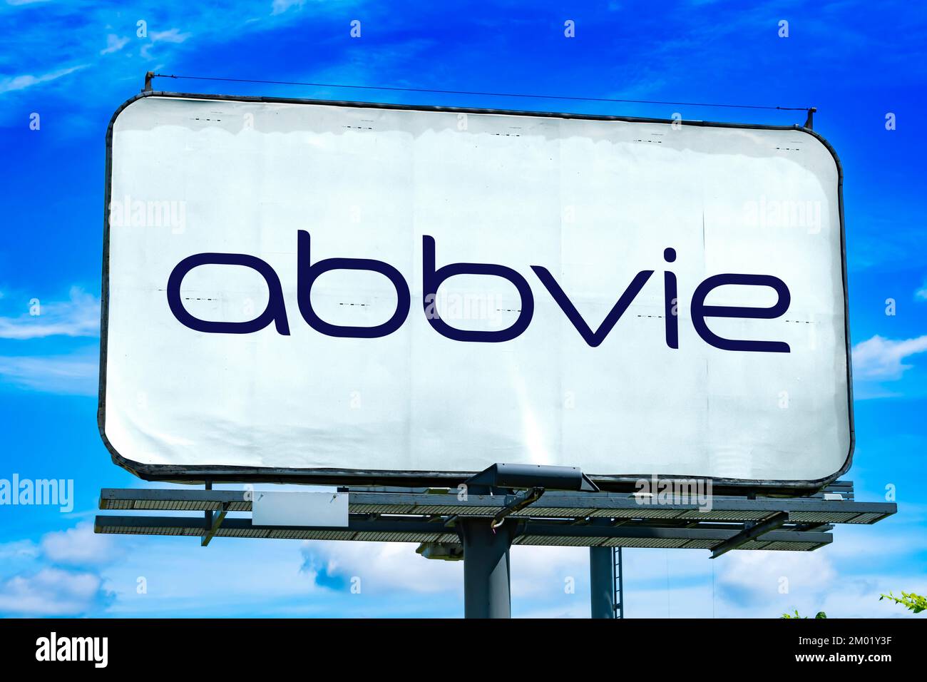 POZNAN, POL - OCT 28, 2022: Advertisement billboard displaying logo of ...