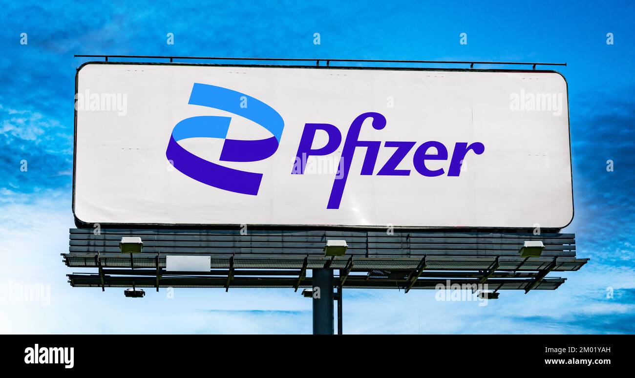 POZNAN, POL - OCT 28, 2022: Advertisement billboard displaying logo of ...