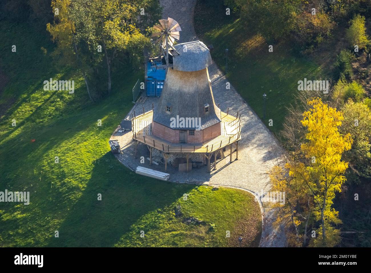 Aerial view, LWL-Freilichtmuseum Hagen, new windmill, Eilpe, Hagen ...