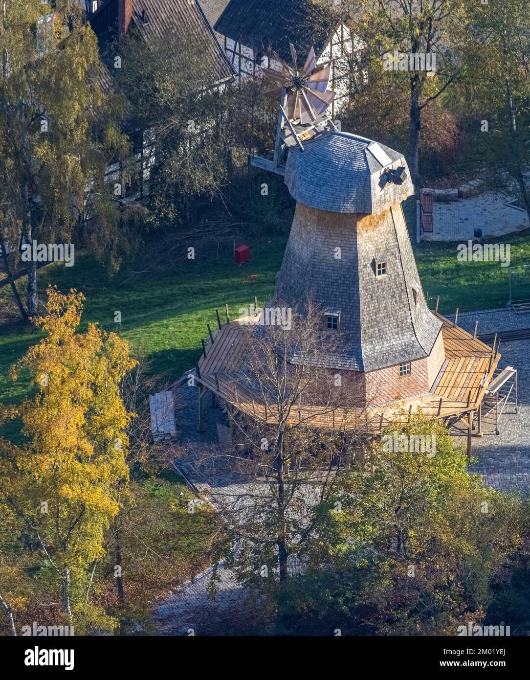 Aerial view, LWL-Freilichtmuseum Hagen, new windmill, Eilpe, Hagen ...