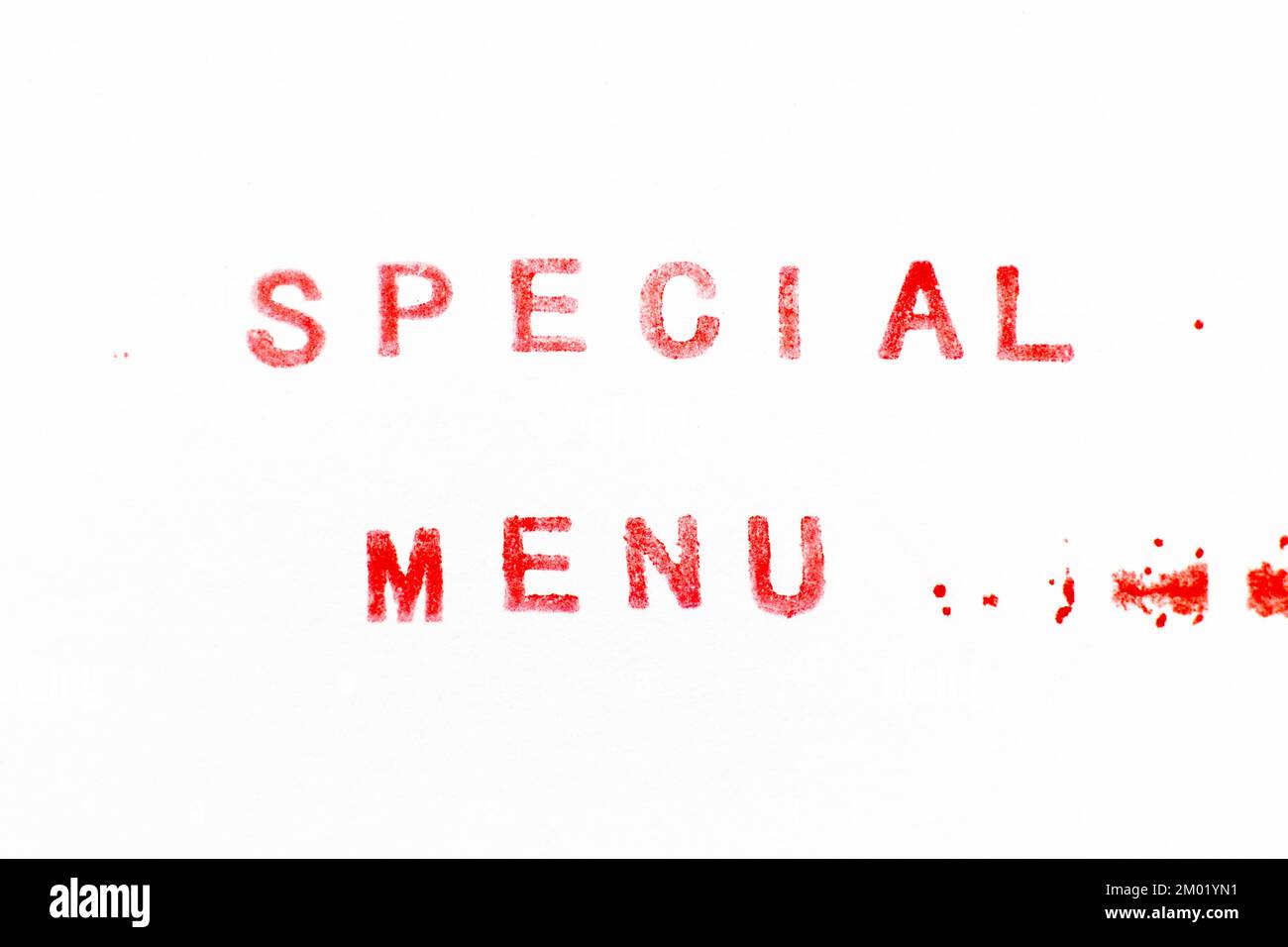 Red color ink rubber stamp in word special menu on white paper ...