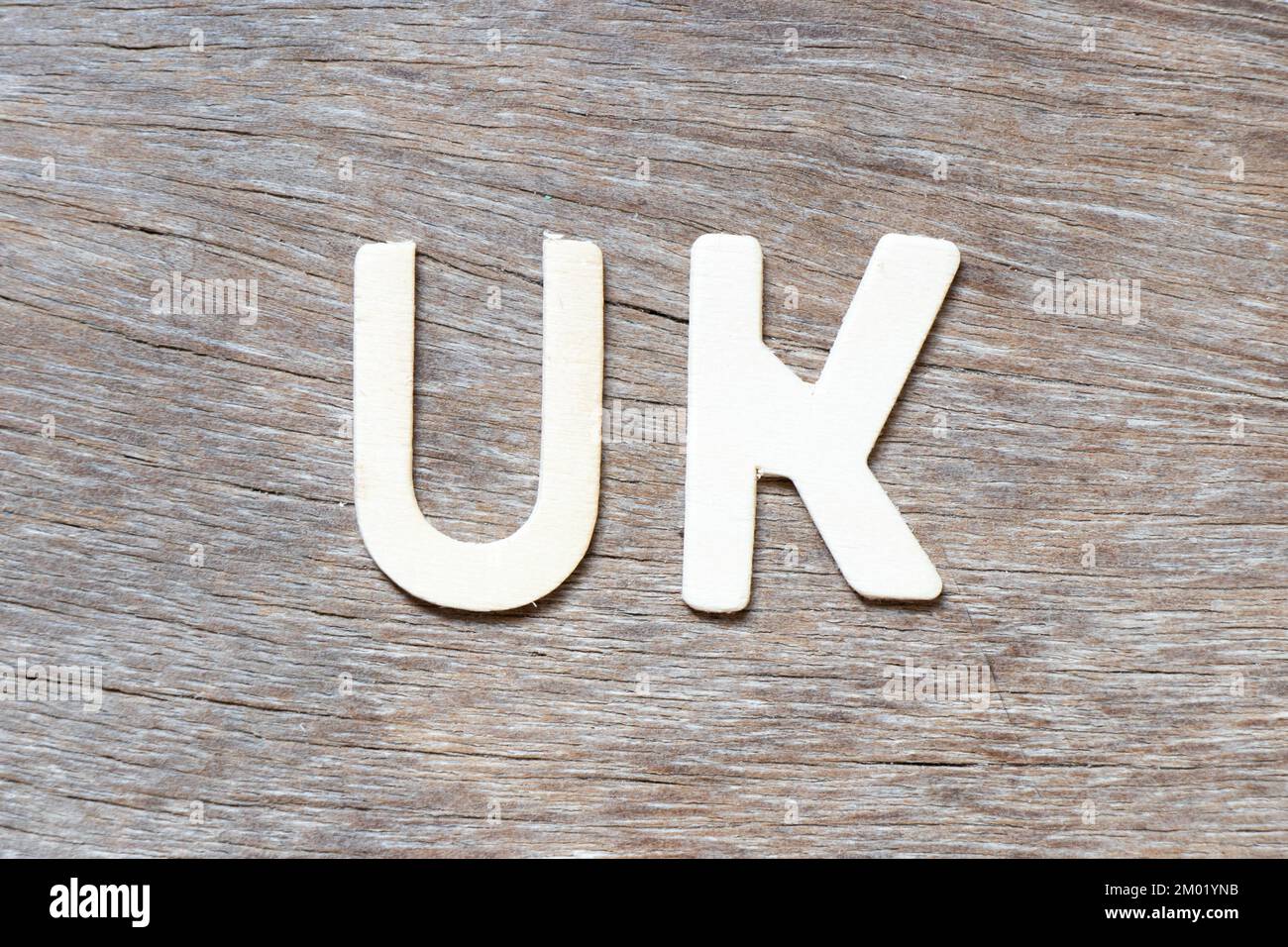 Alphabet letter in word UK (abbreviation of united kingdom) on wood ...