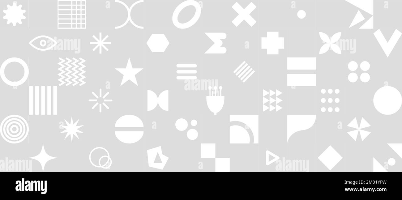 Memphis white and gray background with geometric shapes, seamless ...