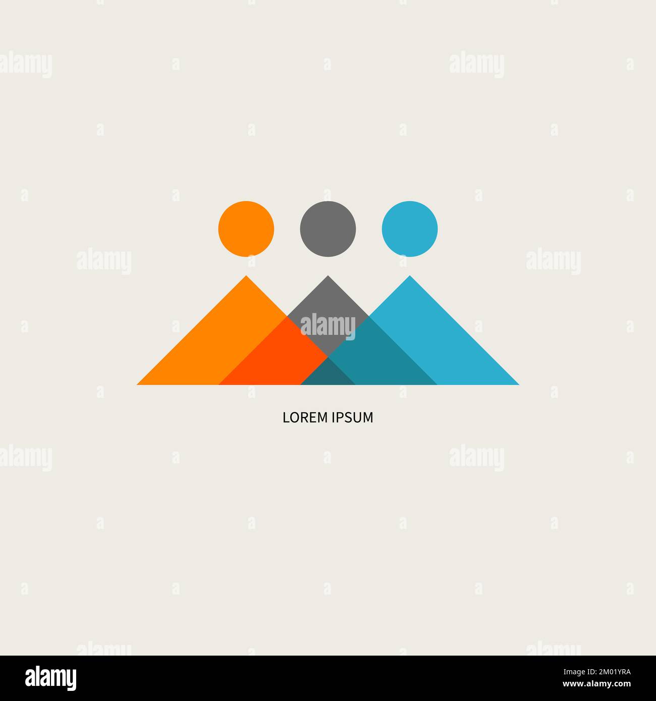 Teamwork logo in shape of triangles. Union of people, abstract vector ...