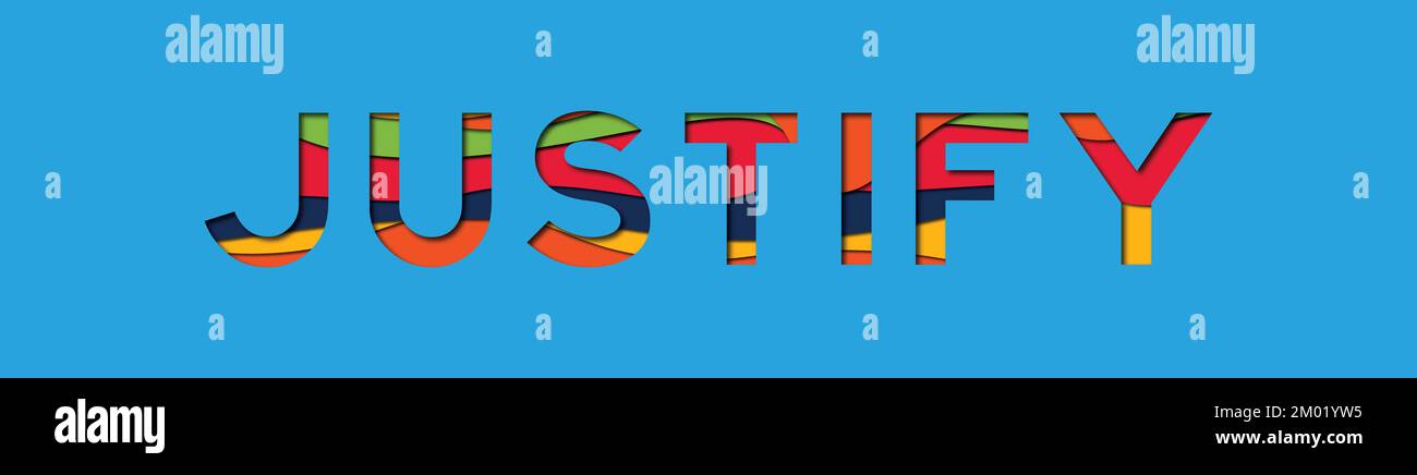 Letter with papercut style in word justify on blue background Stock ...