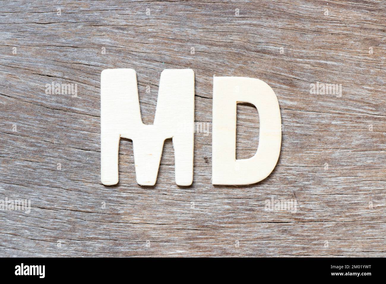 Alphabet letter in word MD (abbreviation of doctor of medicine or ...
