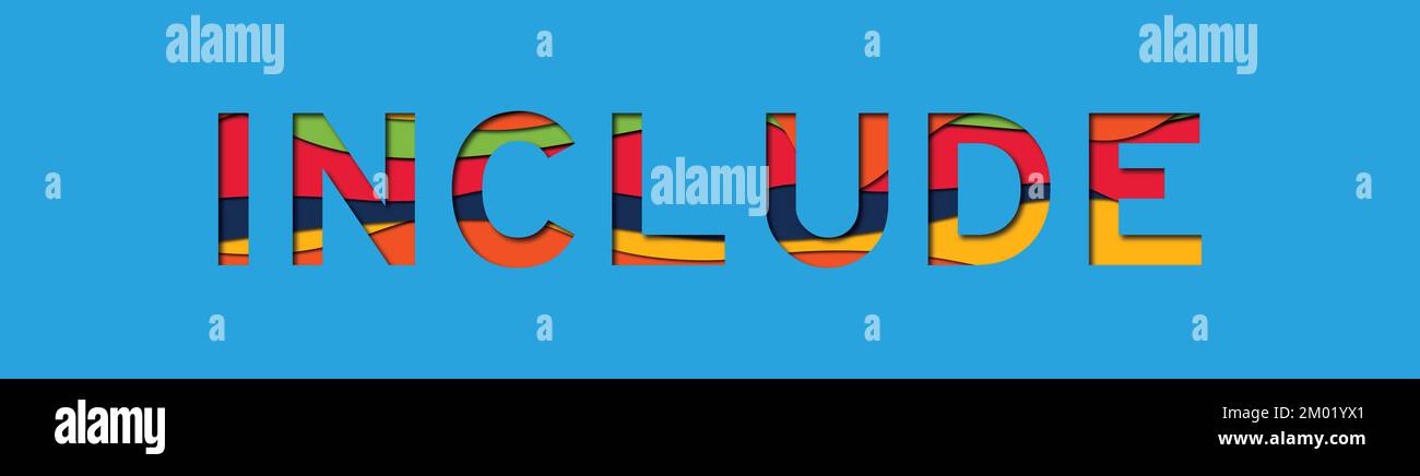 Letter with papercut style in word include on blue background Stock ...