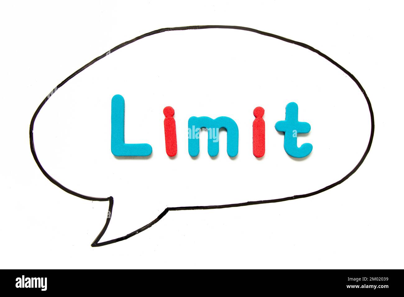 Alphabet letter with word limit in black line hand drawing as bubble ...