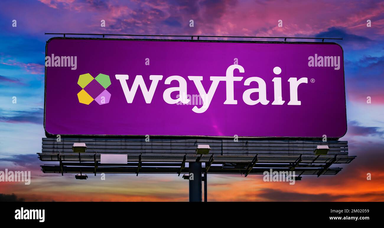 POZNAN, POL - NOV 23, 2022: Advertisement billboard displaying logo of ...