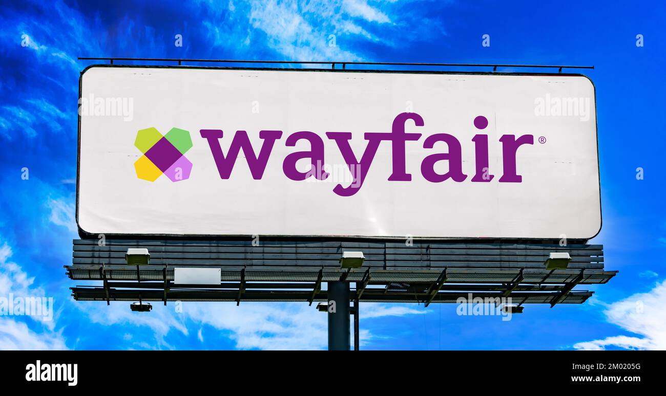 POZNAN, POL - NOV 23, 2022: Advertisement billboard displaying logo of ...