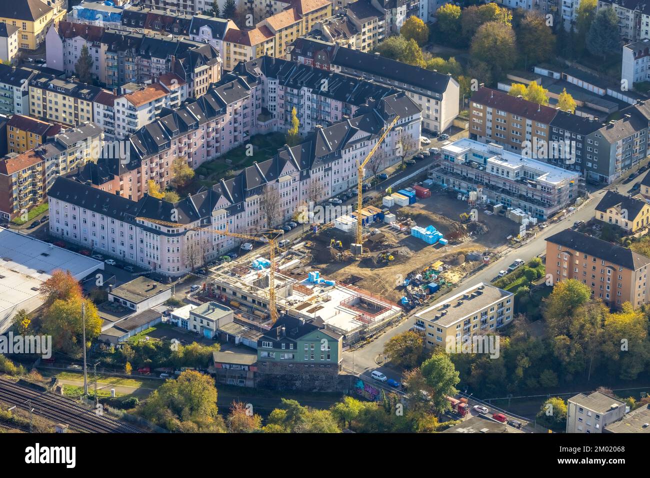 Aerial view, construction site at Terra 1 (former Block 1) with new ...