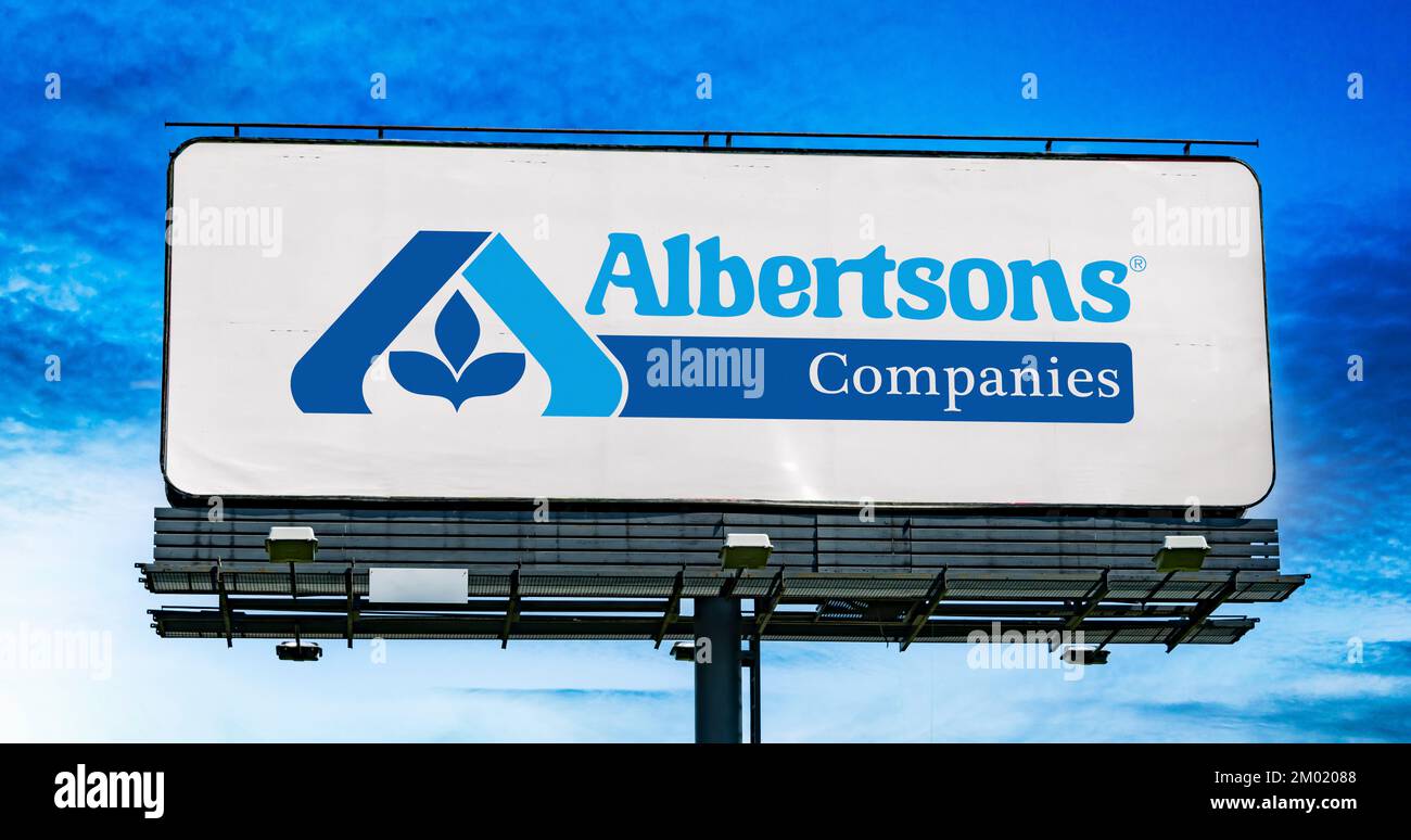 POZNAN, POL - NOV 22, 2022: Advertisement billboard displaying logo of ...