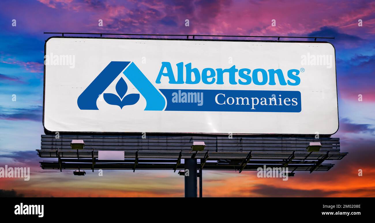 POZNAN, POL - NOV 22, 2022: Advertisement billboard displaying logo of ...