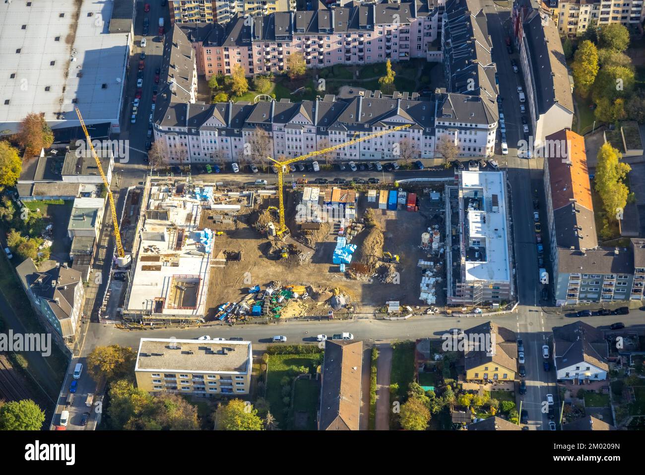 Aerial view, construction site at Terra 1 (former Block 1) with new ...
