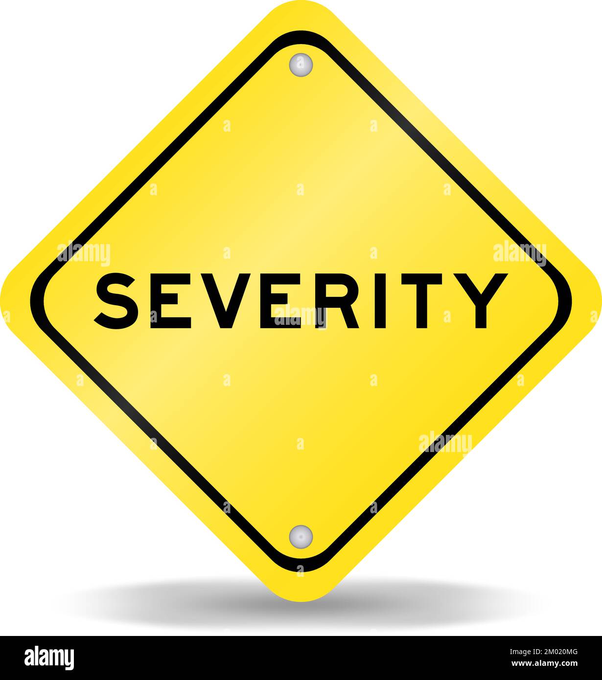 Yellow color transportation sign with word severtiy on white background ...