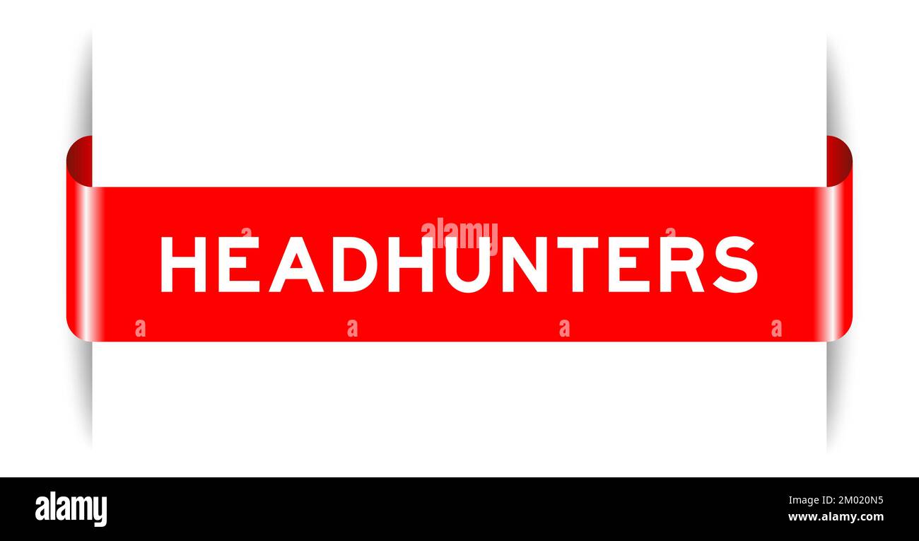 Red color inserted label banner with word headhunters on white background Stock Vector Image ...