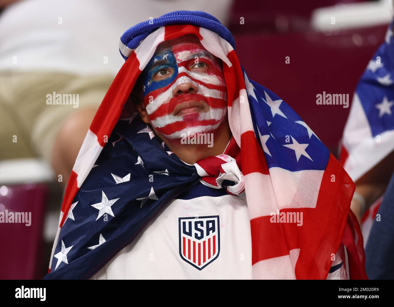 Doha, Qatar, 3rd December 2022. USA fans during the FIFA World Cup 2022 ...