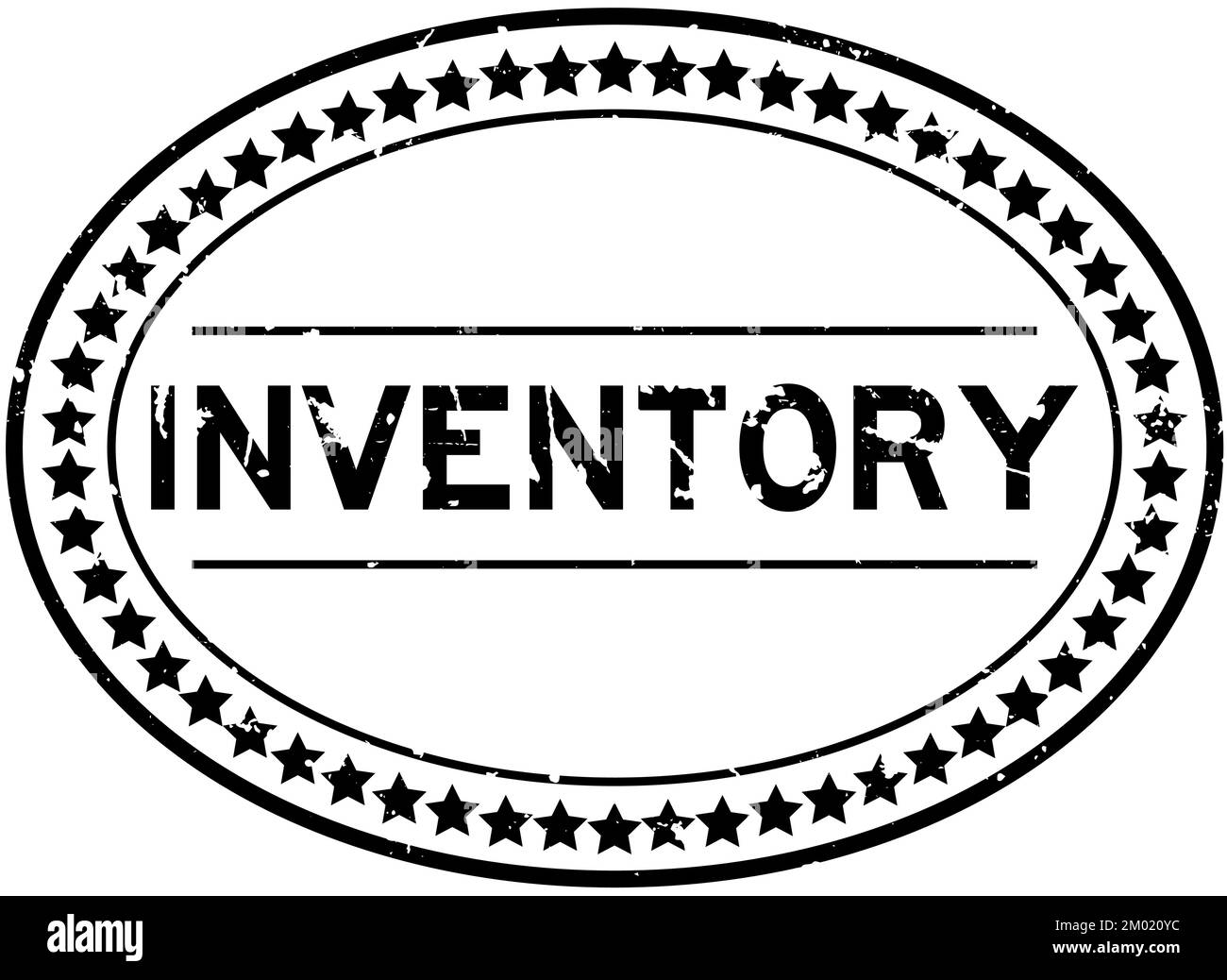 Grunge black inventory word oval rubber seal stamp on white background ...