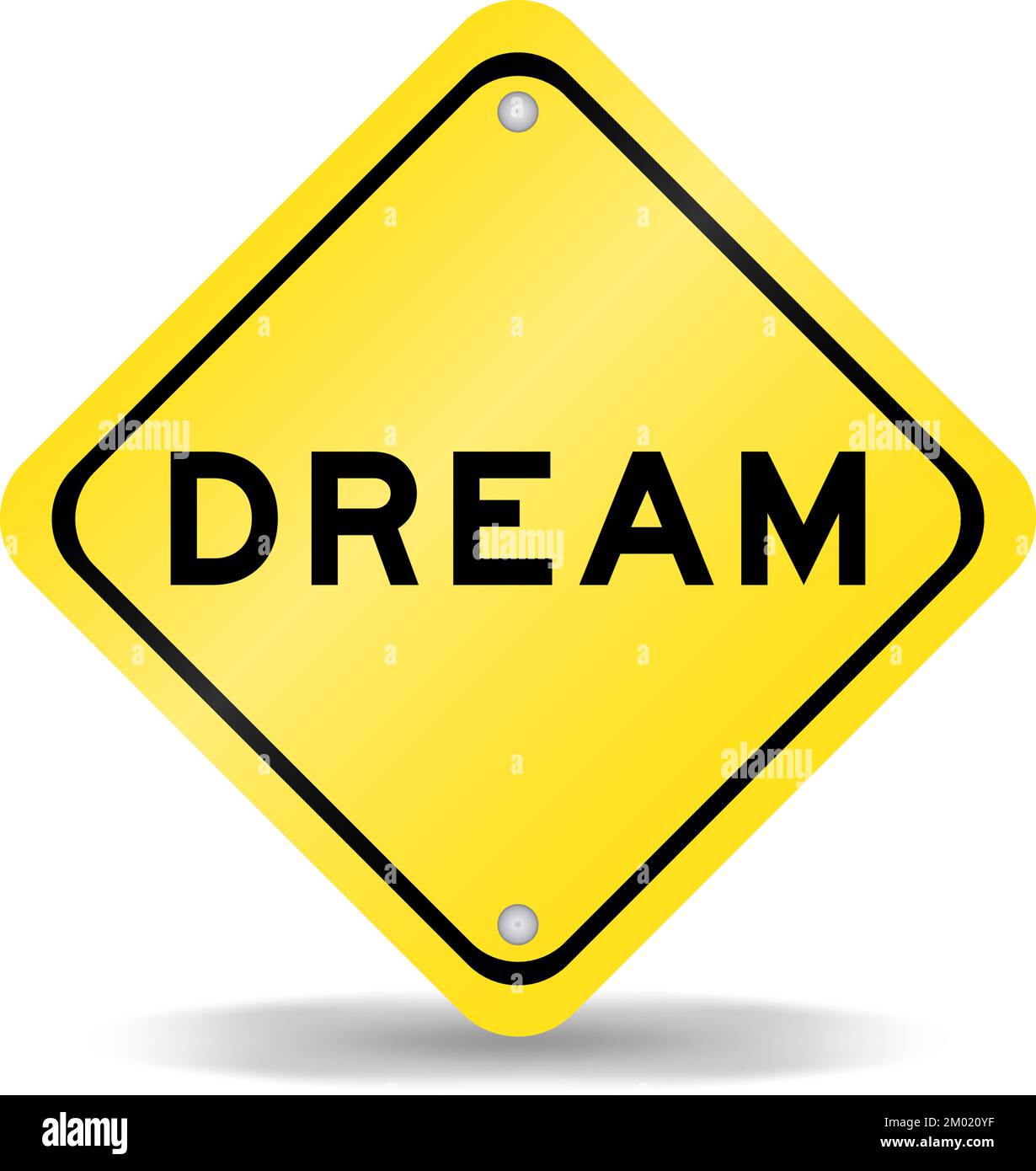 Yellow color transportation sign with word dream on white background ...