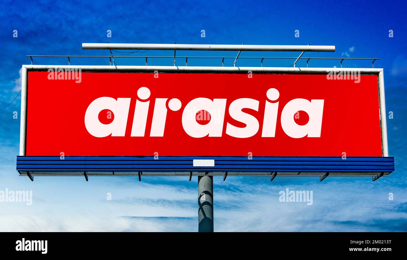 POZNAN, POL - JUN 23, 2022: Advertisement billboard displaying logo of ...