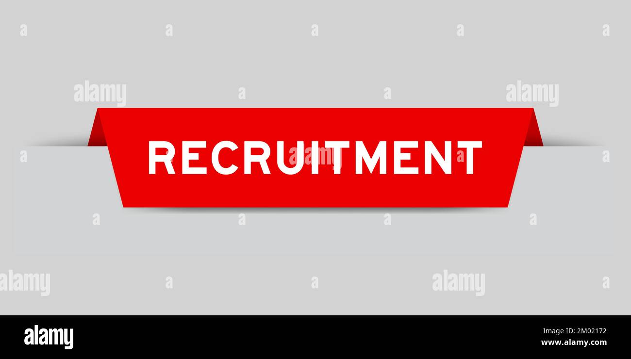 Red color inserted label with word recruitment on gray background Stock ...