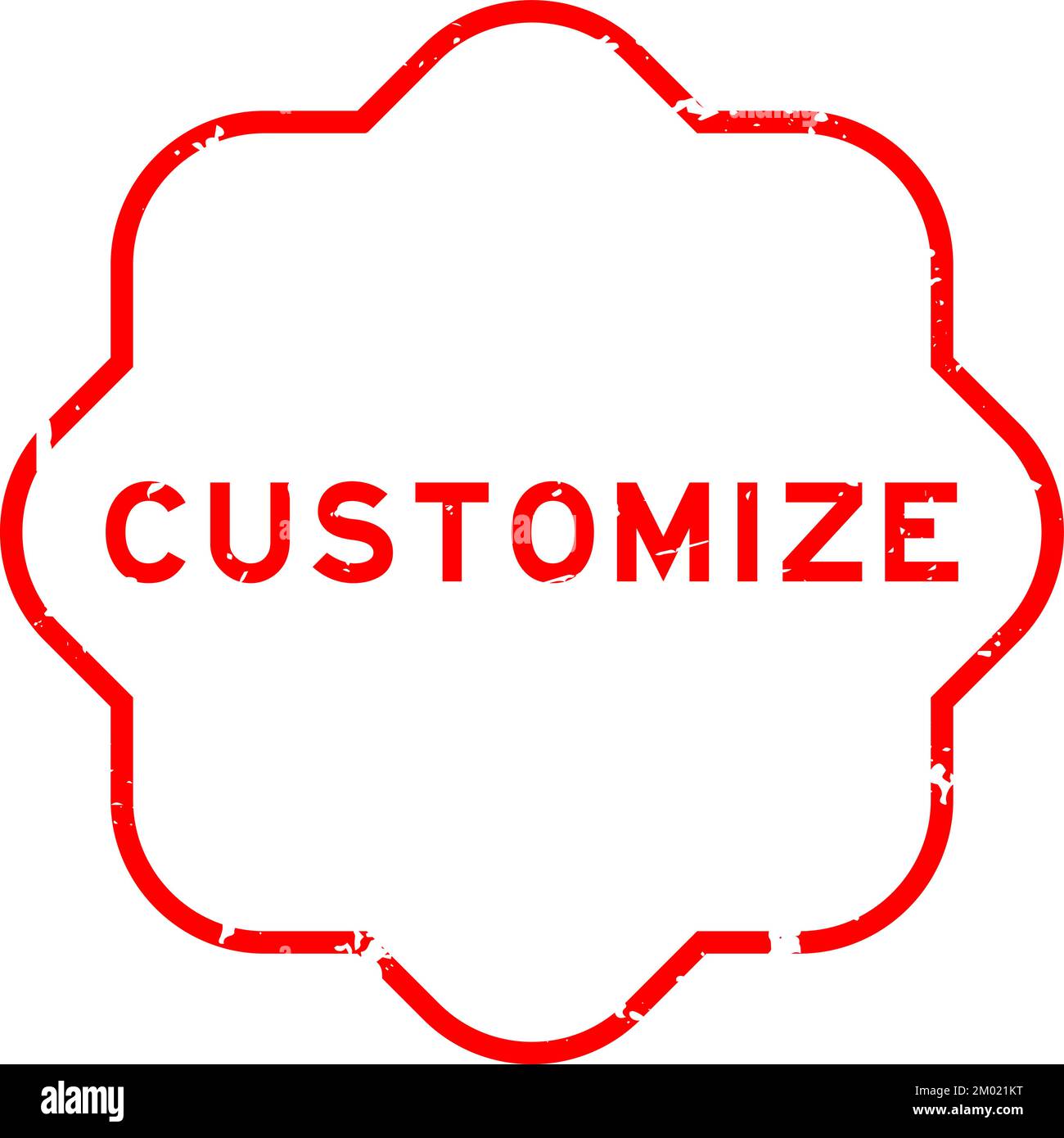 Grunge red customize word rubber seal stamp on white background Stock ...