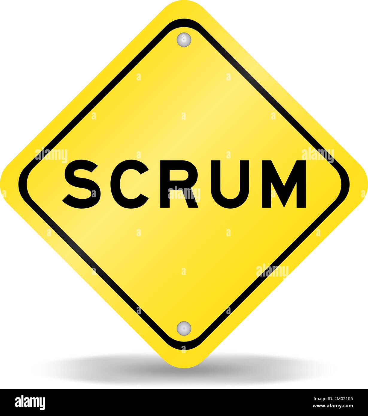 Yellow color transportation sign with word scrum on white background ...