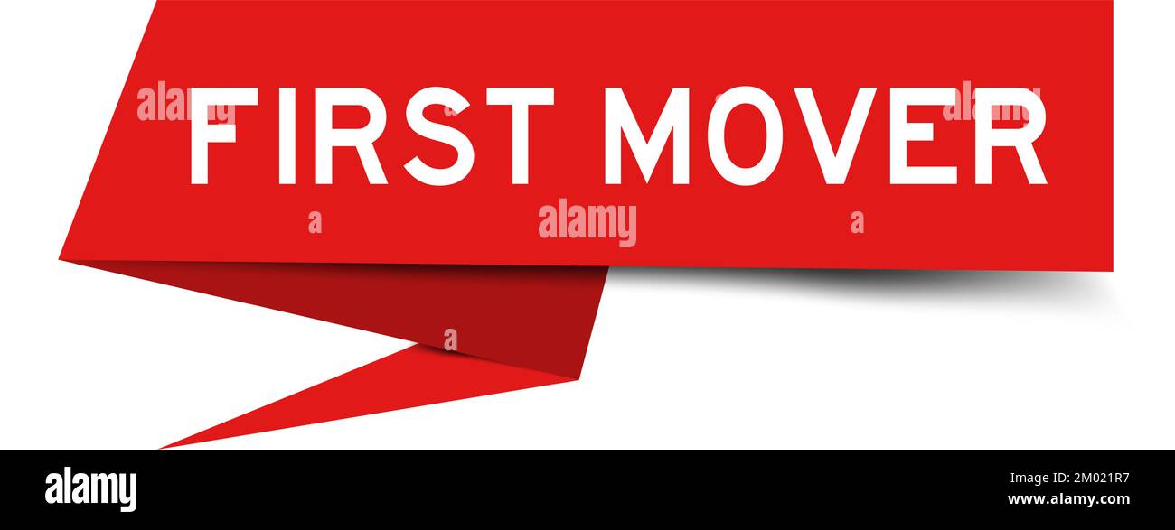 Red color speech banner with word first mover on white background Stock ...