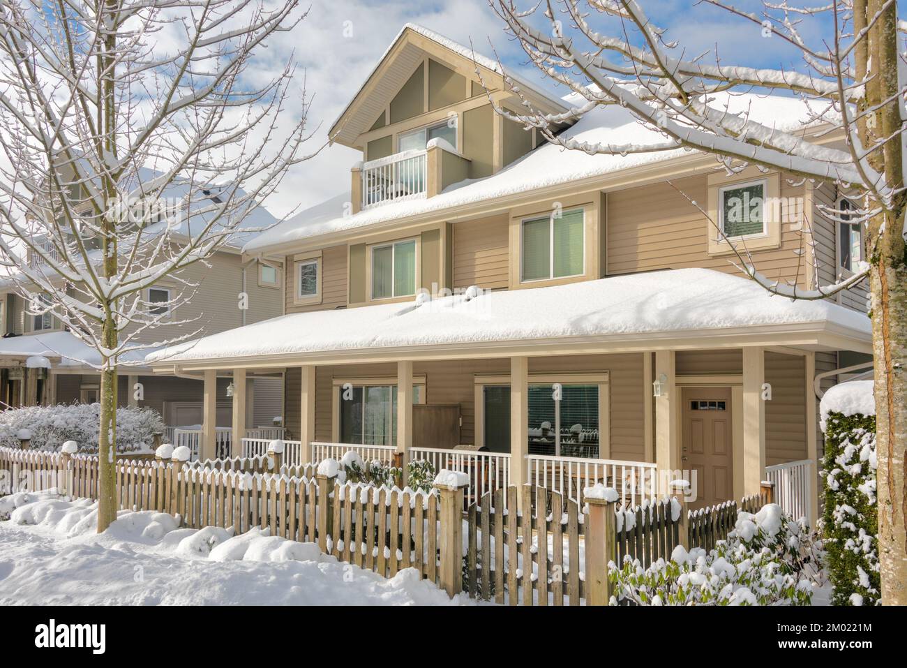Residential duplex house on sunny winter day in Coquitlam, BC, Canada ...