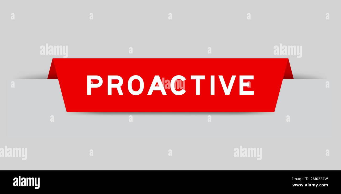 Red color inserted label with word proactive on gray background Stock ...