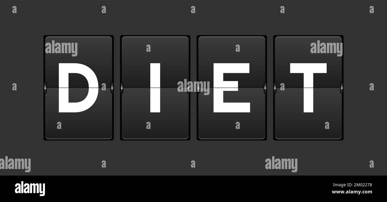 Black color analog flip board with word diet on gray background Stock ...
