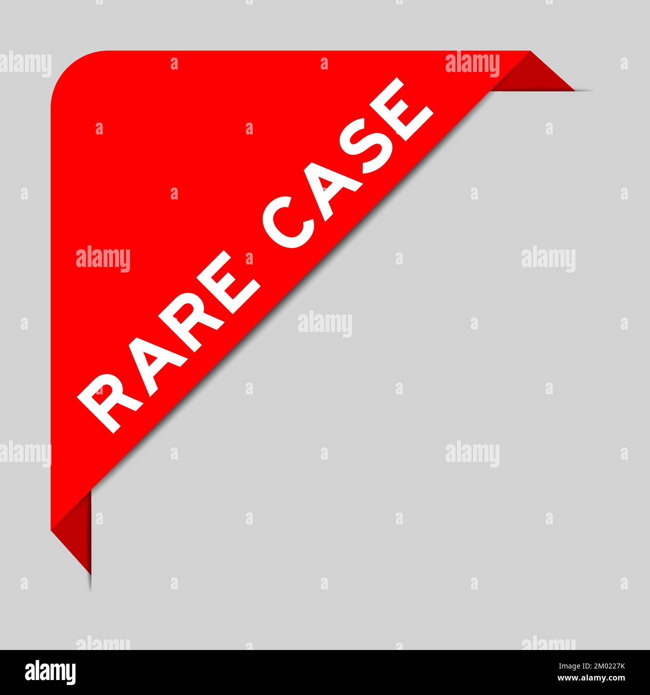 Red color of corner label banner with word rare case on gray background ...