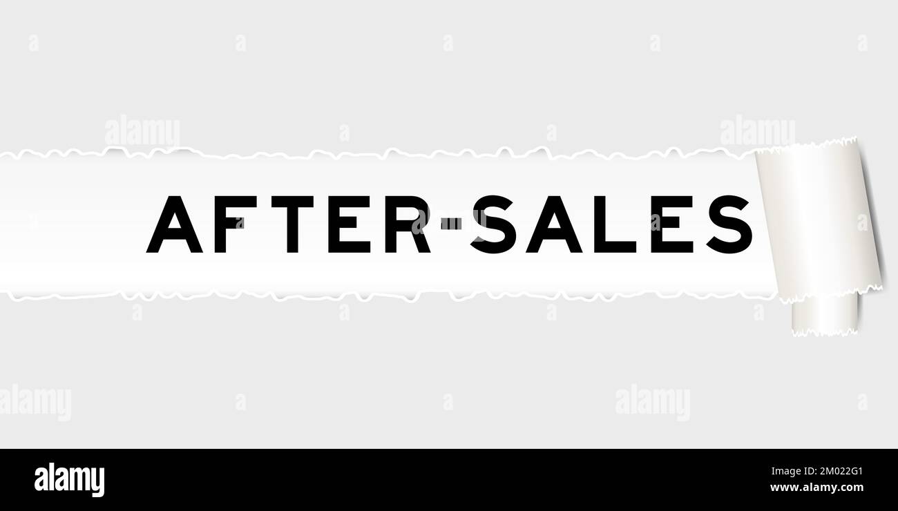 Ripped gray paper background that have word after-sales under torn part ...