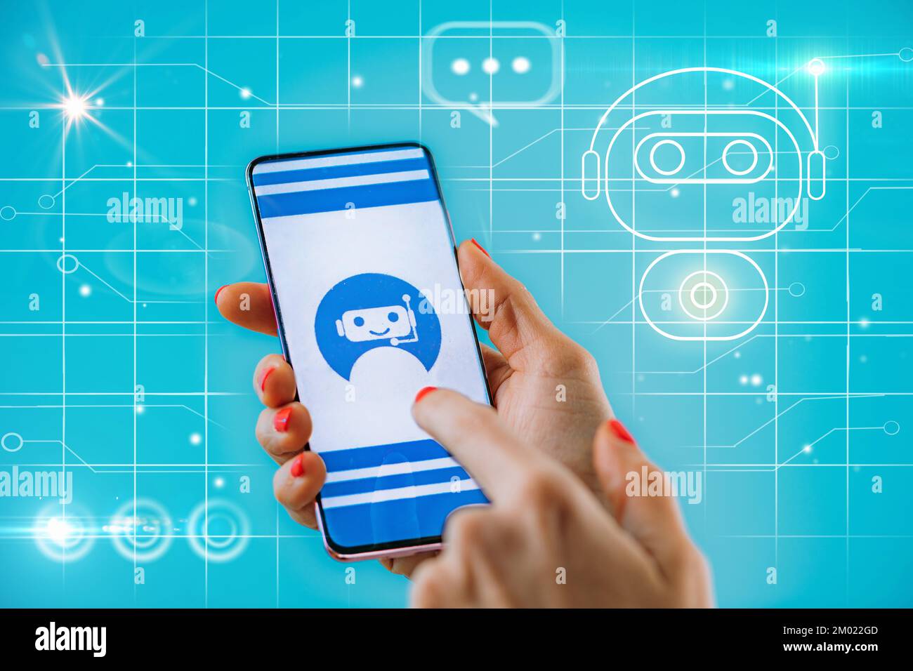 Customer using a chatbot on a smartphone Stock Photo - Alamy