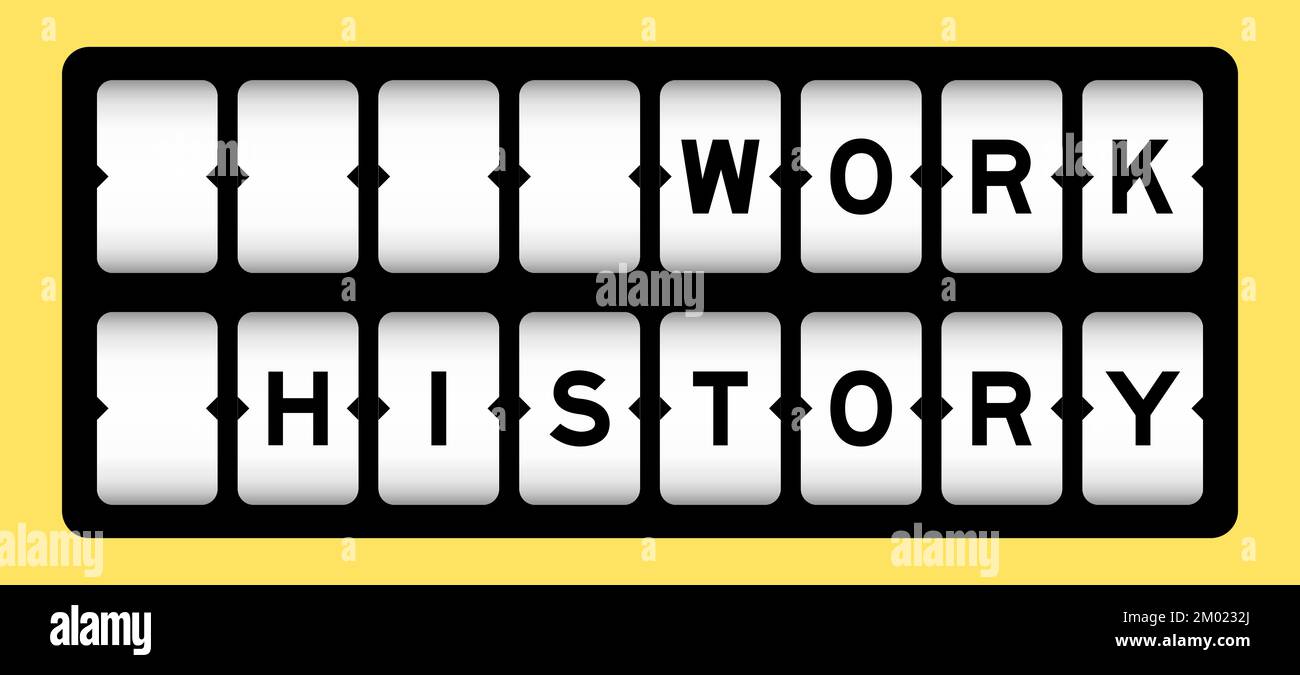 Black color in word work history on slot banner with yellow color ...